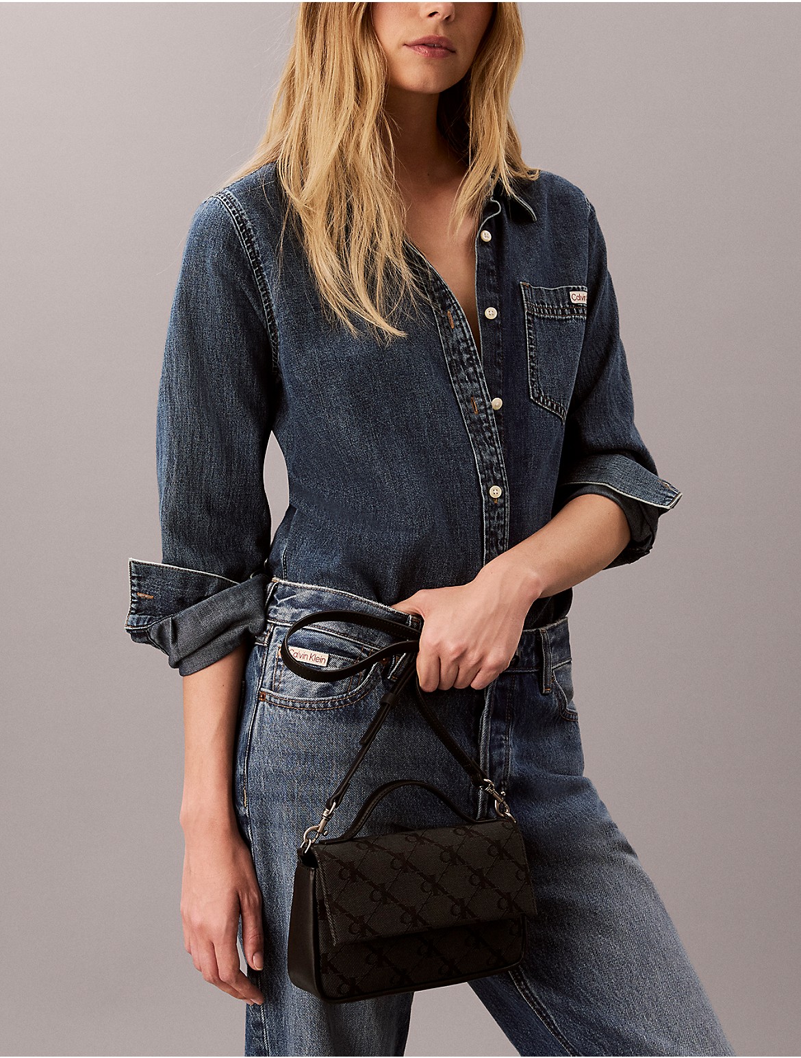 CALVIN KLEIN Calvin Klein Monogram Jacquard Flap Crossbody Bag
